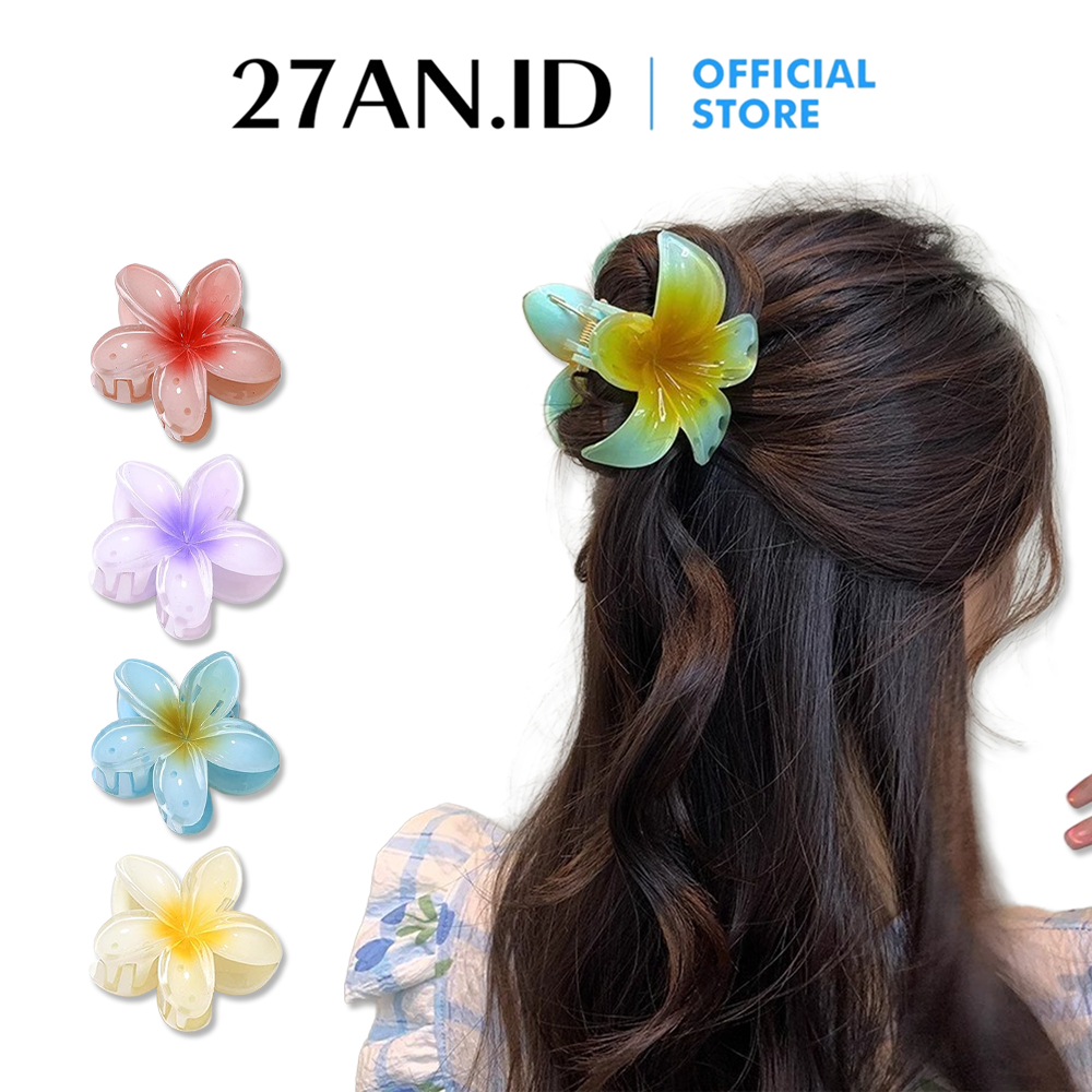 Jual ( 27AN.ID ) Jepit Rambut Model Bunga Kamboja Akrilik H652 Aksesoris Rambut Gaya Korea ...