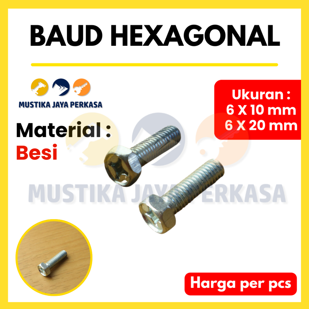 Jual Baut Mur Dwifungsi Hexagonal M6x10 M6x20 Kepala Hexagonal Lubang ...