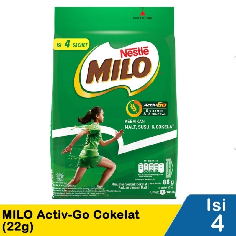 Jual NESTLE MILO ACTIV GO COKLAT 4 SACHET EXP DES 2024 | Shopee Indonesia