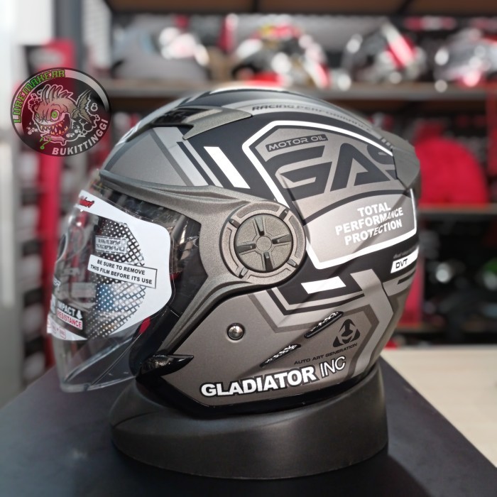 Jual HELM NHK GLADIATOR GAS BLACK SILVER DOFF | Shopee Indonesia