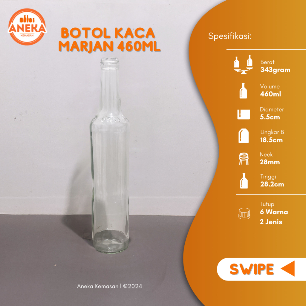 Jual (Paket isi 12pcs) BOTOL KACA MARJAN 460ML/BOTOL SYRUP 460ML ...