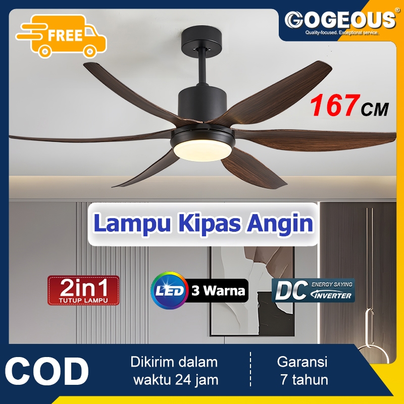 Jual COD GOGEOUS lampu kipas angin gantung plafon remote 66inci kipas ...