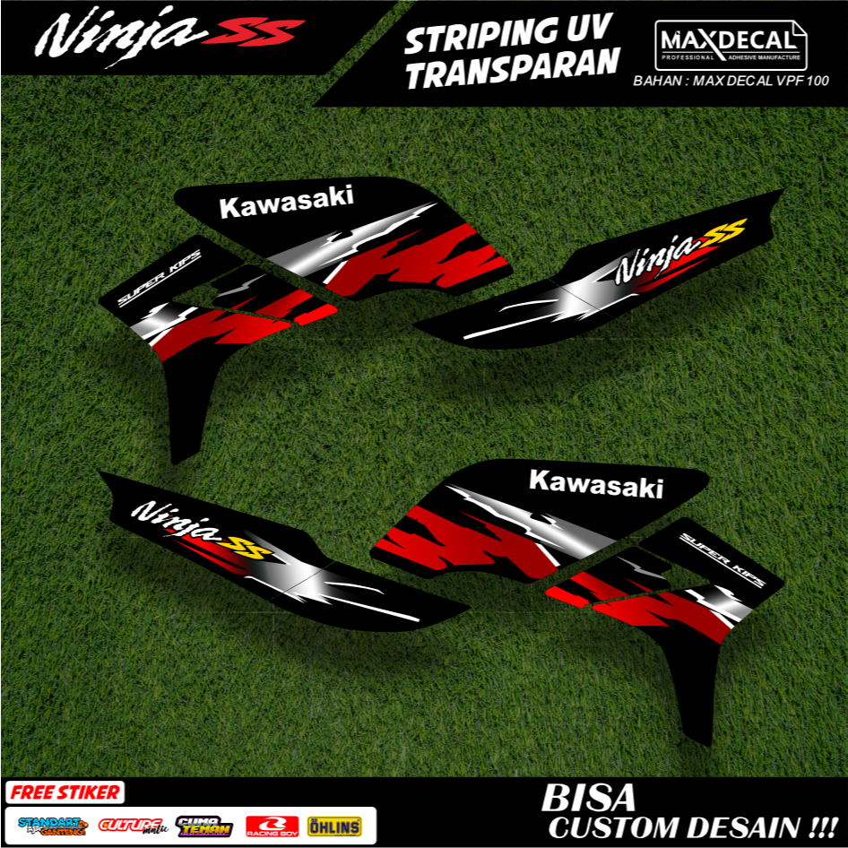 Jual striping sticker ninja ss rr new transparan racing minimalis merah ...