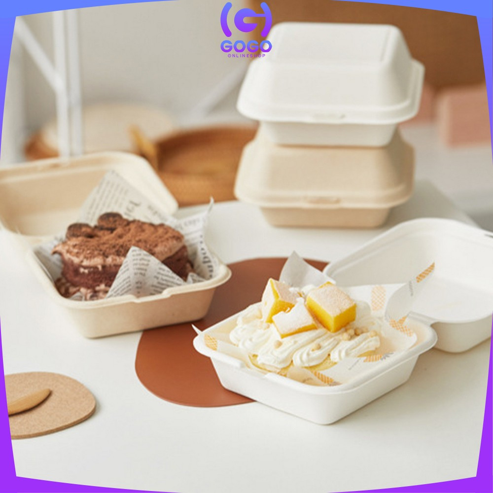 Jual GOGO-C1100 Bagasse Box Serat Tebu Lunch Box Burger 6in Food Grade ...