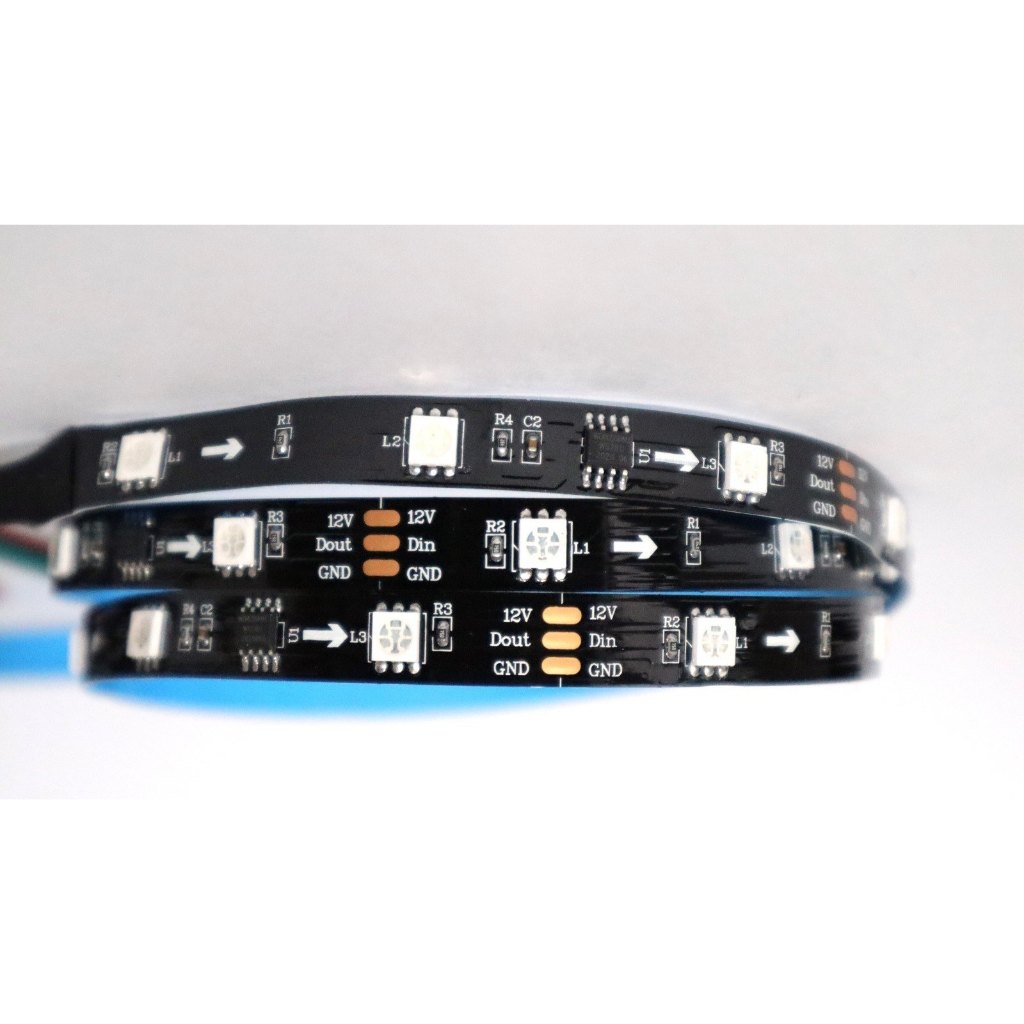 Jual LED WS2811 12v 5m 30LED/m IC original wordsemi PCB hitam 1 roll ...