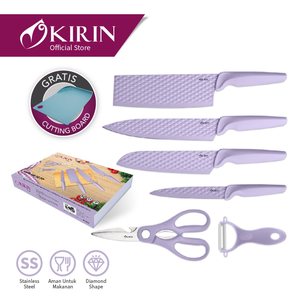 Jual Kirin Stainless Steel Knife Set (6 pcs) Ungu/ Set Pisau Dapur ...