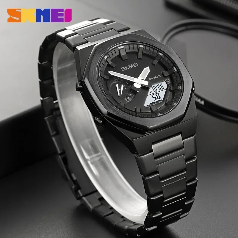Jual Jam Tangan Digital Analog Pria SKMEI 1816 Black White water ...