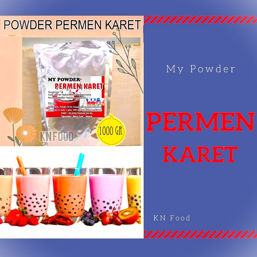 Jual Powder PERMEN KARET powder 1 KG Bubuk minuman PERMEN KARET 1000 gr ...
