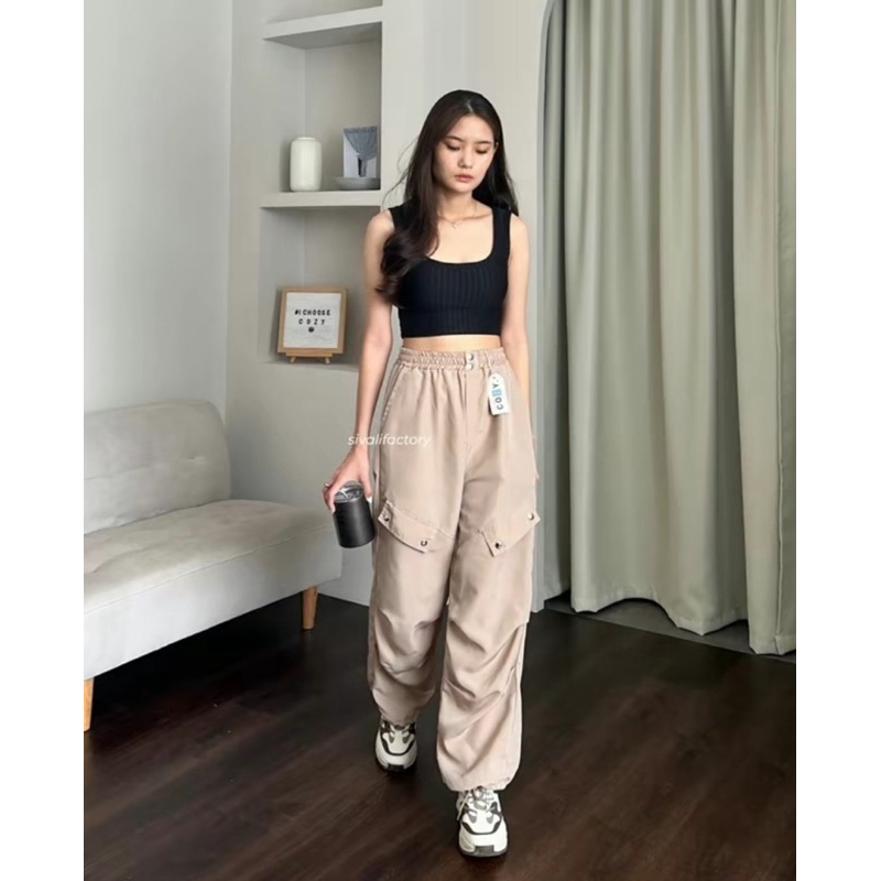Jual Como Pants Sivali Factory- Celana Kulot Jogger Cargo Serut ...