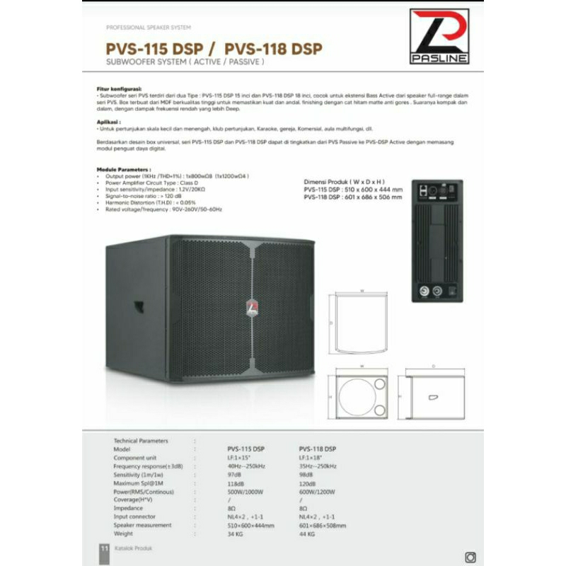 Jual Speaker Subwofer Pasline PVS 115 DSP original Sub aktip 15 inch ...