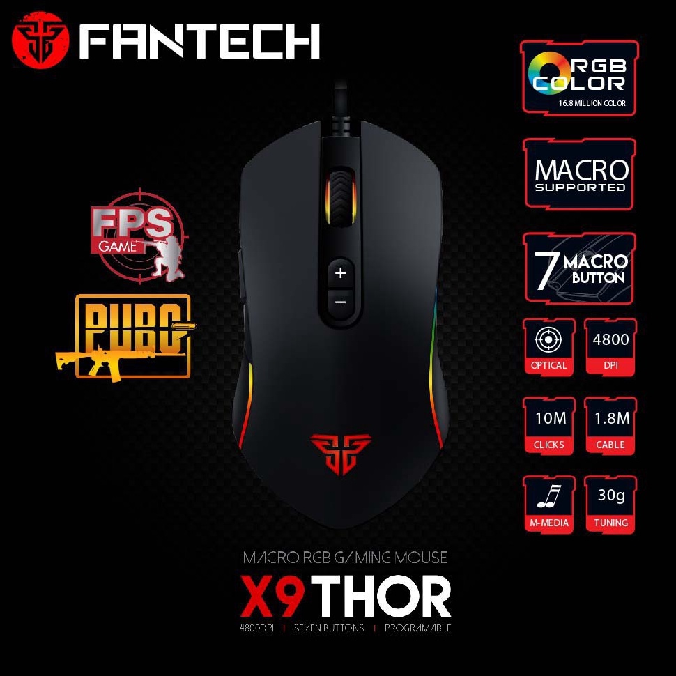 Jual FANTECH X9 Thor Macro RGB Gaming Mouse KODE H2L5 | Shopee Indonesia