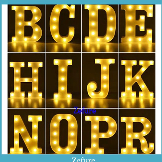 Jual 1 Lampu LED HURUF Ukuran 22 cm Huruf A Z dan Angka 9 Led dekorasi ...
