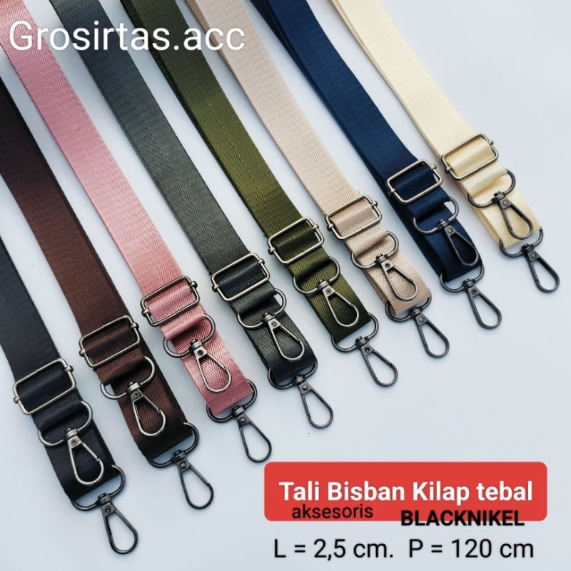 Jual Tali tas selempang kilap tebal aksesoris Blacknikel lebar 2,5 cm ...