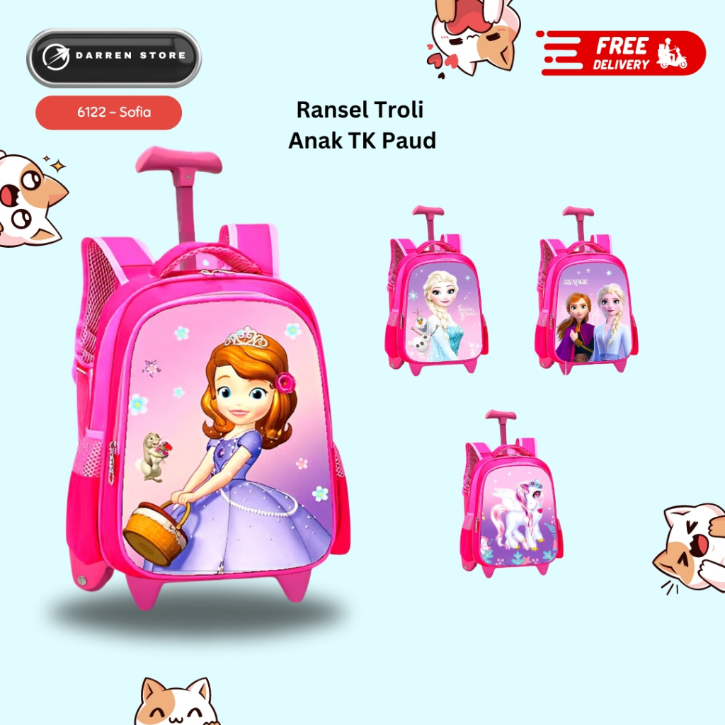 Jual Tas Ransel Sekolah Anak Cewek Troli 6122 TK Paud 14 inch Terbaru Perempuan | Shopee Indonesia