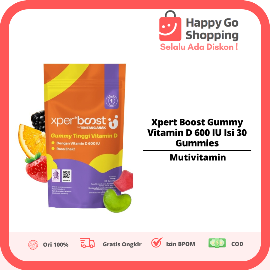 Jual Xpert Boost Gummy Vitamin D 600 IU Isi 30 Gummies - Suplemen ...