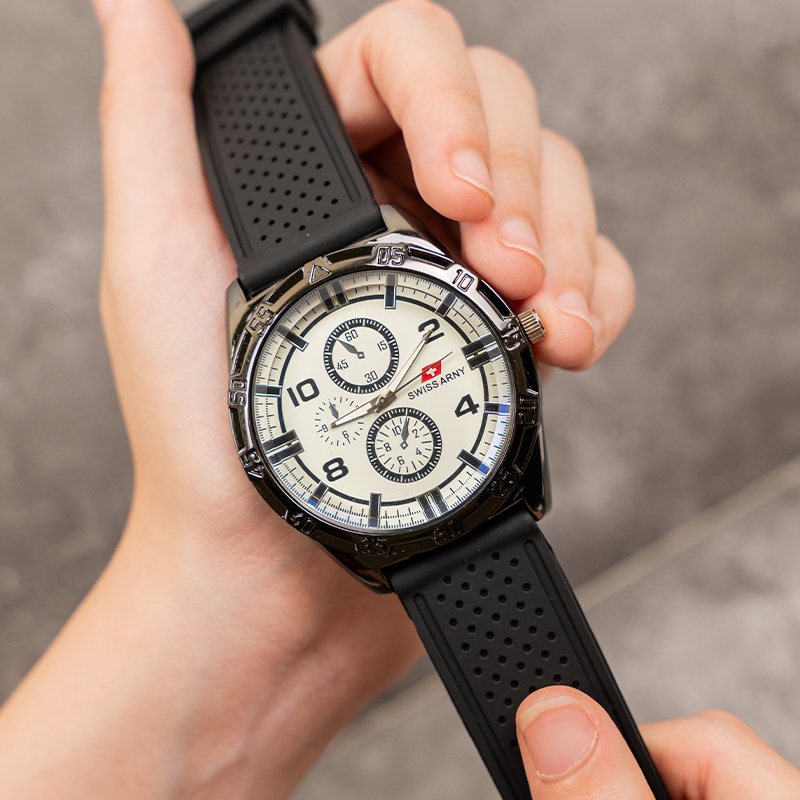 Jual Jam Tangan Pria Analog Quartz Tali Rubber Premium Elastis Fashion ...