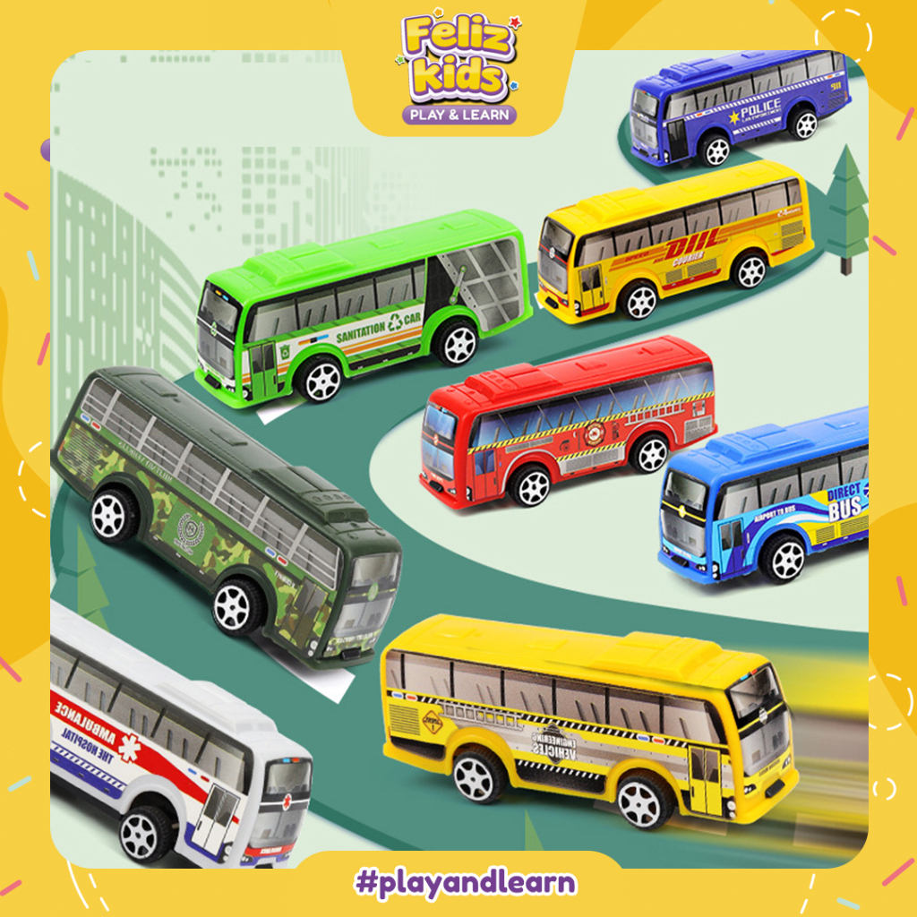 Jual [FELIZKIDS] [FK242] Mainan BUS anak mini bahan plastik pullback ...