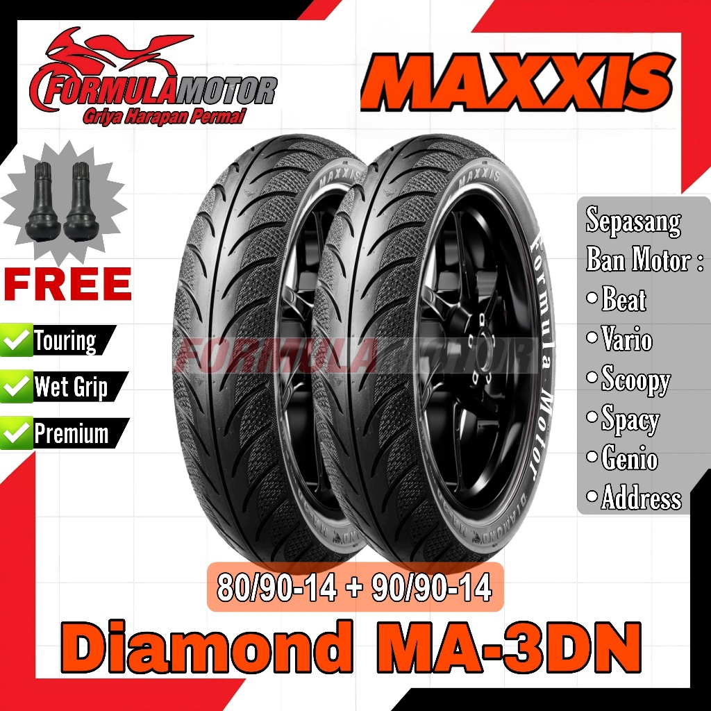 Jual 80/90-14 + 90/90-14 Maxxis Diamond MA-3DN Ring 14 Tubeless ...