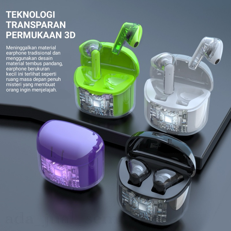 Jual Headset Bluetooth TWS Wirelles LED Display Transparan Hifi Sound ...