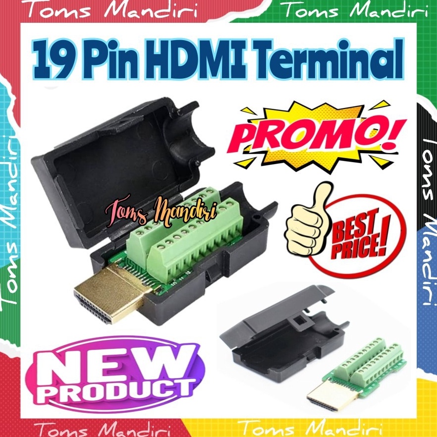 Jual HEBOH Konektor HDMI 19Pin soket socket Terminal Connector Mounting ...