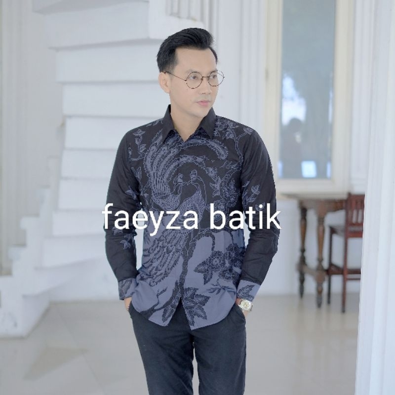 Jual Baju Kemeja Batik Lengan Panjang/Pendek Slimfit Lapis Furing Katun Halus Motif Peksi Abu ...