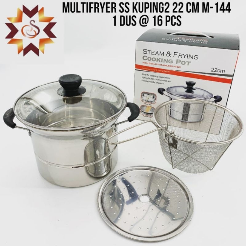 Jual Panci 3in1 Goreng Rebus 22 cm - Deep Fryer Gagang Panjang & Kuping ...