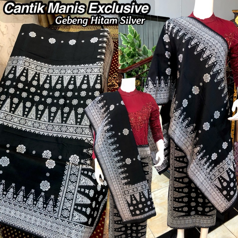 Jual Songket Cantik Manis Exclusive Gebeng Hitam Silver /songket tenun ...