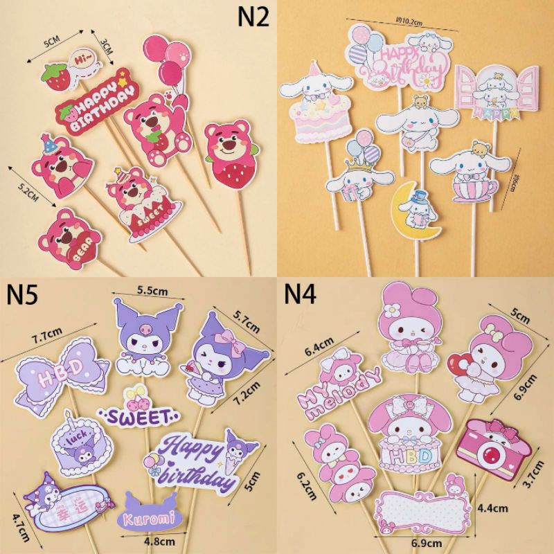 Jual Hiasan Kue Set Lotso Kuromi Melody Cinnamoroll Topper Cake Melodi ...