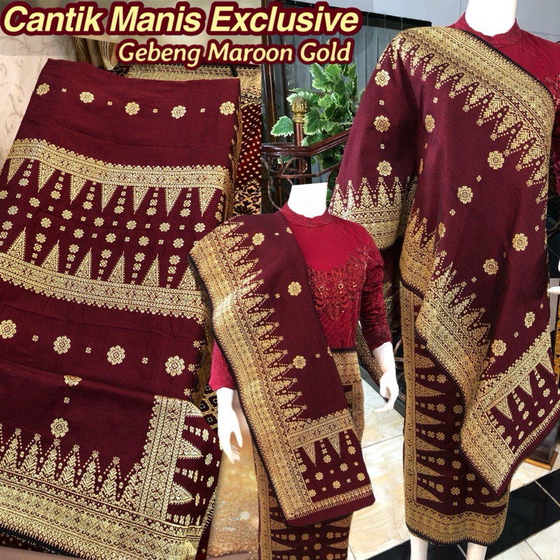 Jual Songket Cantik Manis Exclusive Gebeng Maroon Gold /songket tenun ...