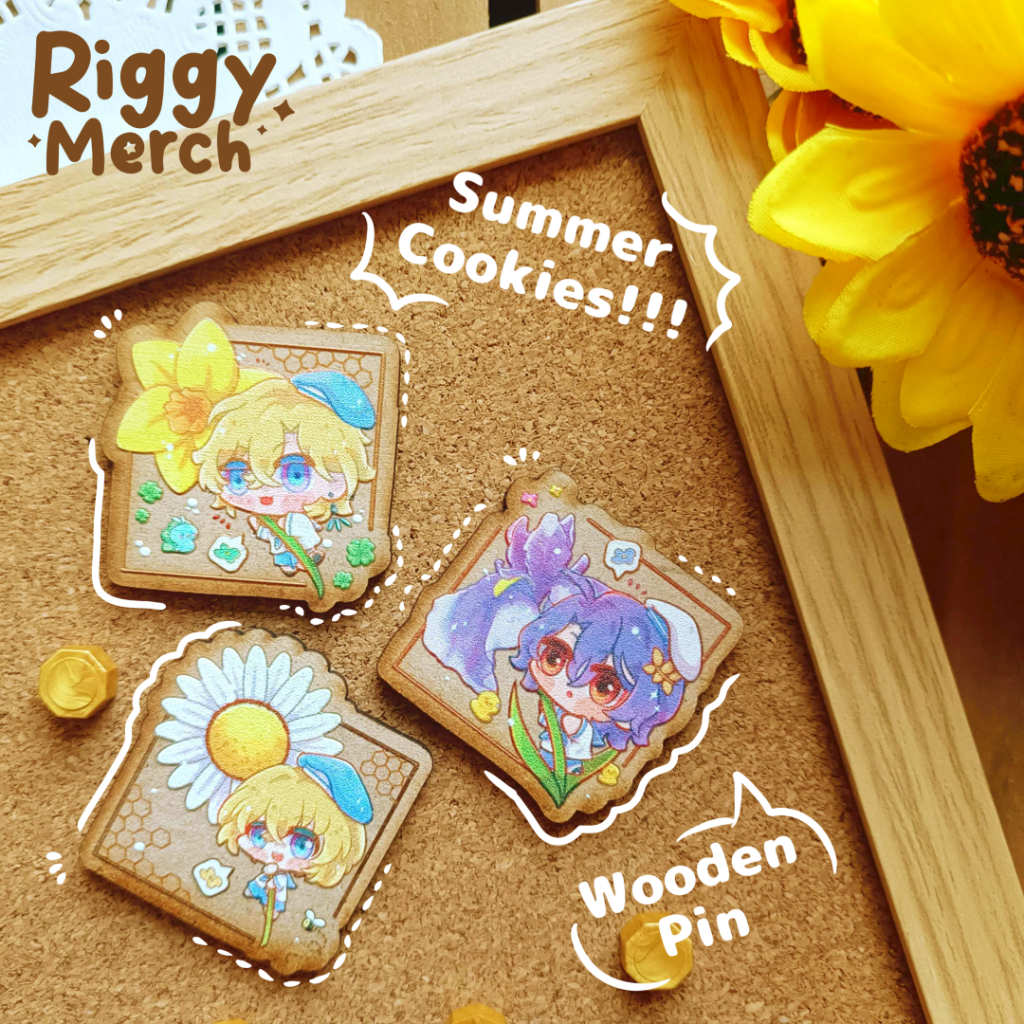 Jual (RiggyMerch) HSR Flower Cookie Wooden Pin | MDF Pin Honkai Star ...
