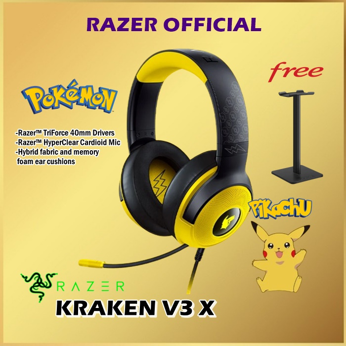Jual Razer Kraken V3 X Pokemon Pikachu Edition Wired USB Gaming Headset ...