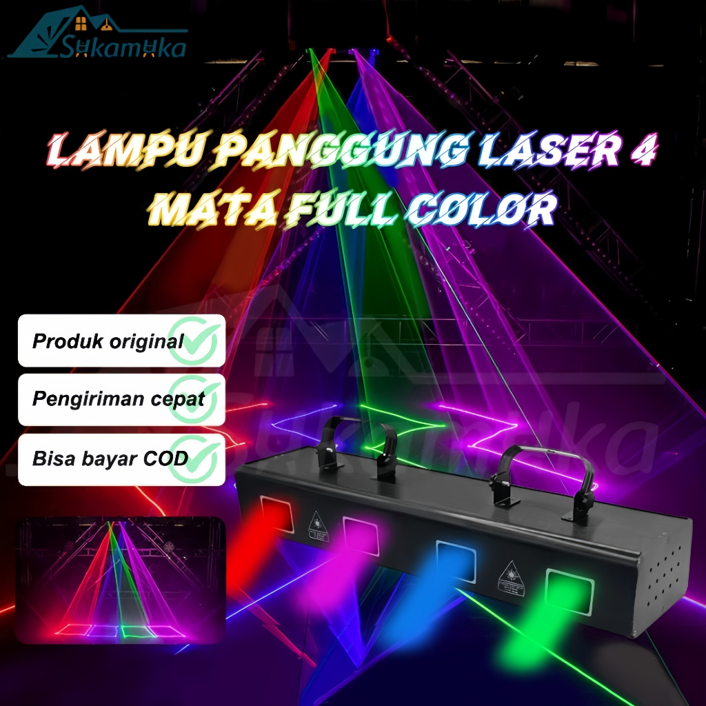 Jual Laser BeamLampu Panggung Laser 4 mata Lampu Disco Sorot Full Color ...