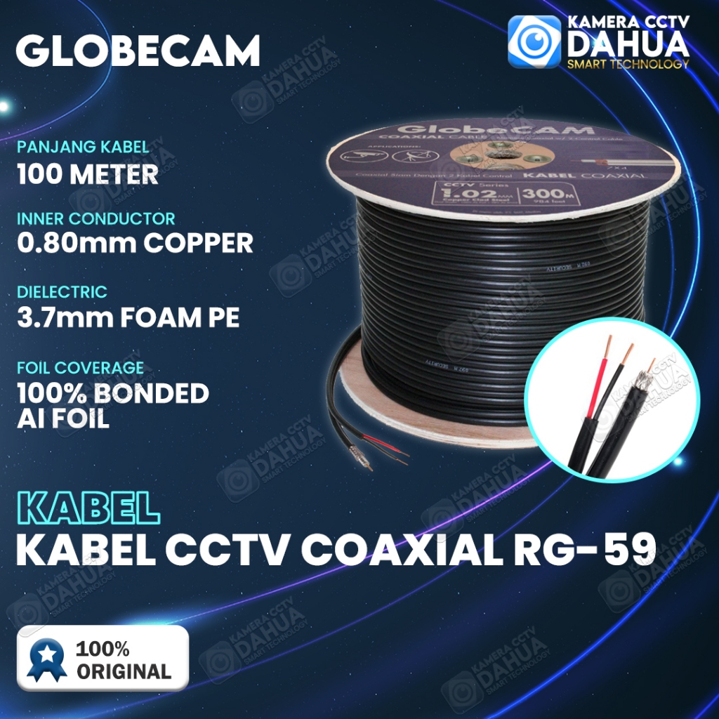 Jual KABEL CCTV COAXIAL RG59 PLUS POWER HITAM 100M 100 M 100 METER ...