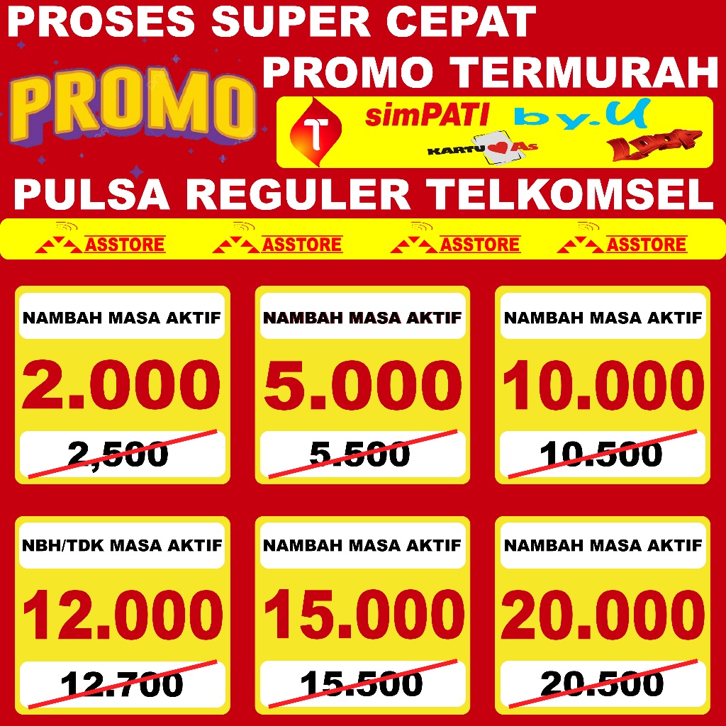 Jual PULSA TELKOMSEL 1K 2K 3K 4K 5K 6K 7K 8K 9K 10K 11K 12K REGULER ...