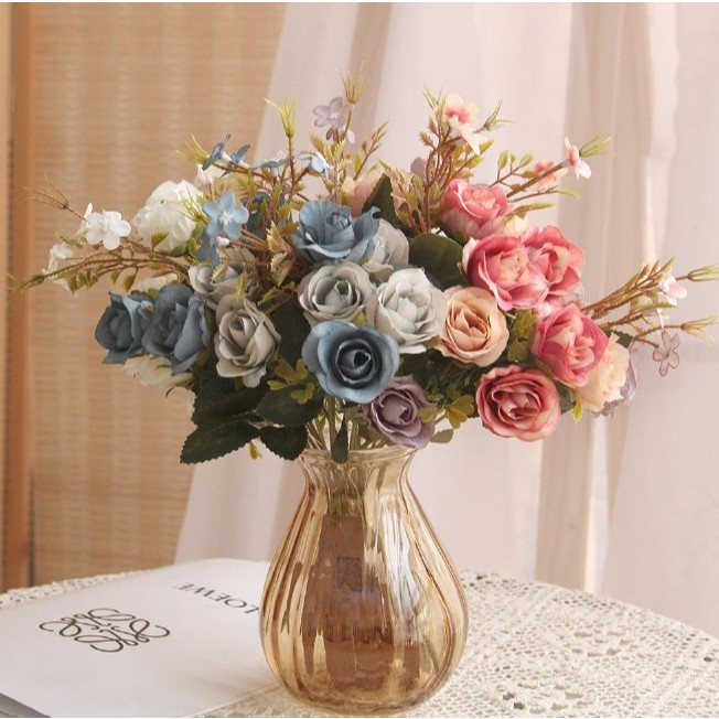 Jual ARTIFICIAL ROSE SPRAY BUNGA MAWAR PALSU DEKORASI RUMAH BUKET MAHAR ...