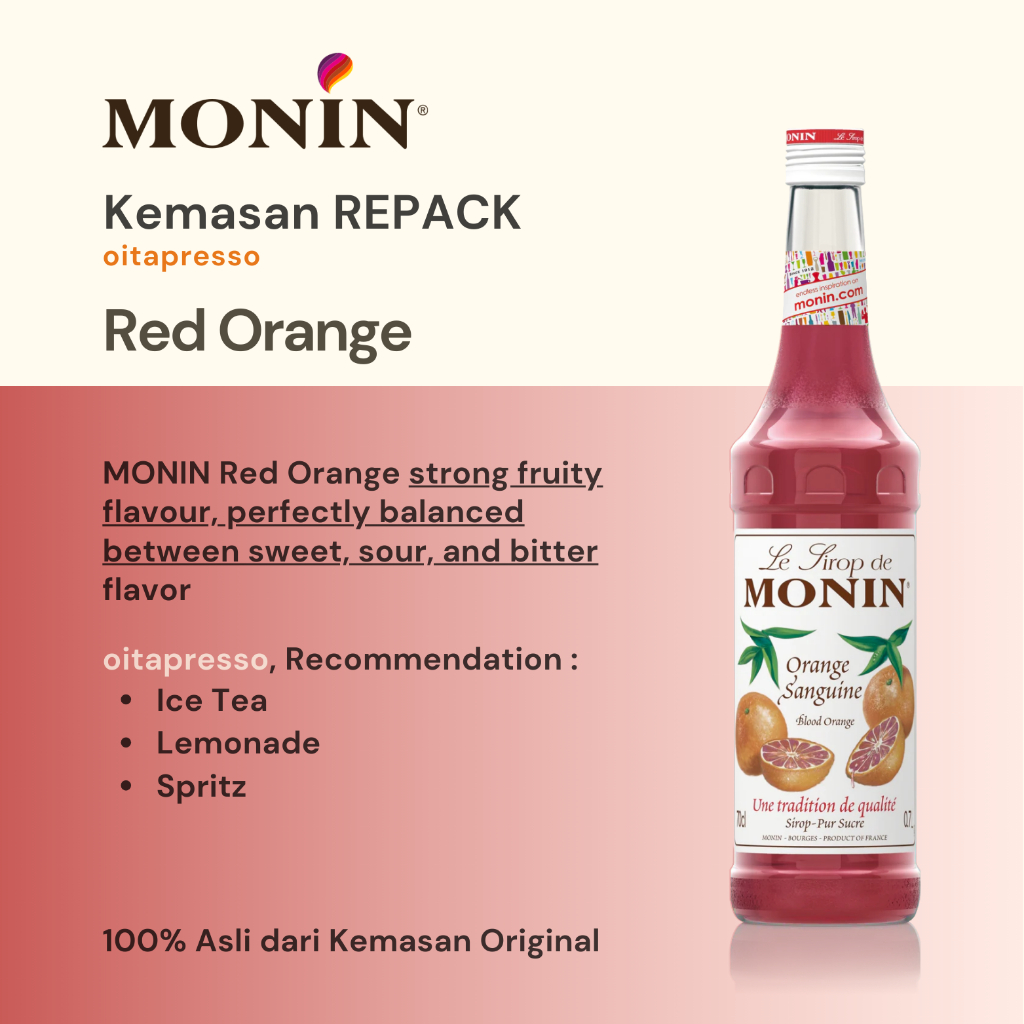 Jual REPACK - Monin Red Orange Syrup [100] g | Shopee Indonesia