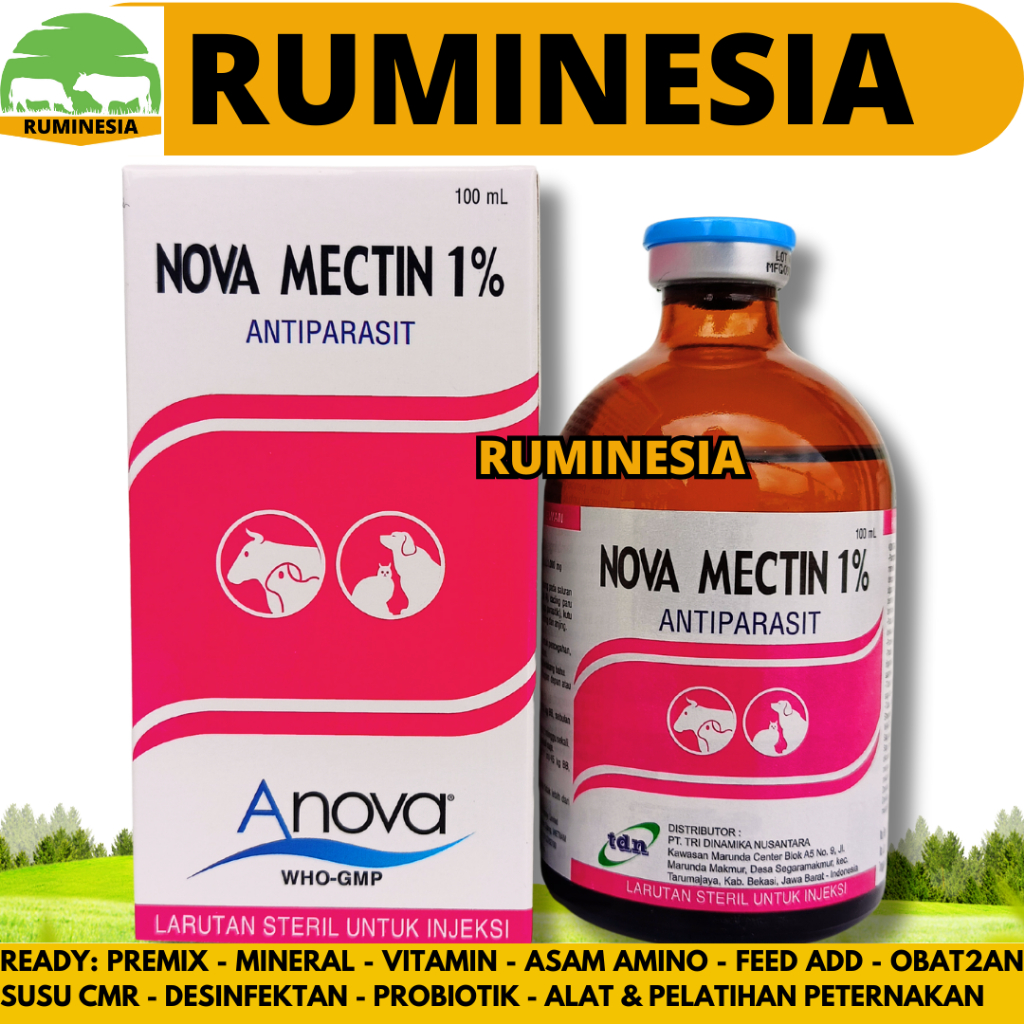 Jual NOVA MECTIN 1% 100ml - Obat Anti Parasit Hewan Gatal Scabies Gudig ...
