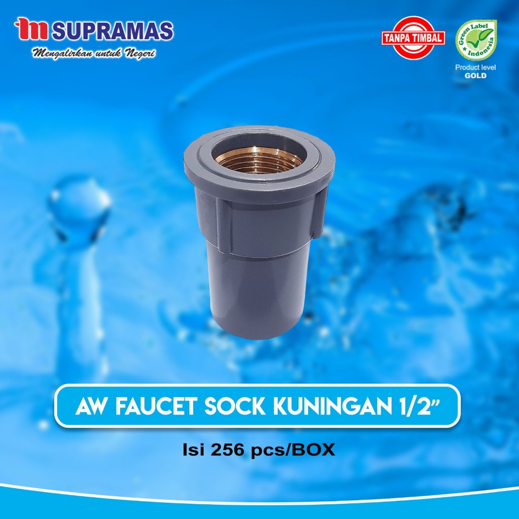 Jual SDD / Sok Drat Dalam Kuningan PVC / Faucet Socket Brass 1/2" AW ...