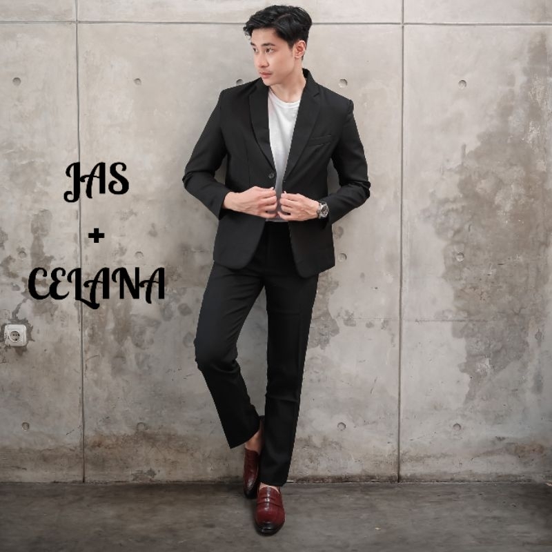 Jual Dvandra.id Setelan Jas 3 in1 Jas Rompi Dan Celana slimfit Set jas hitam Jas Formal | Shopee ...