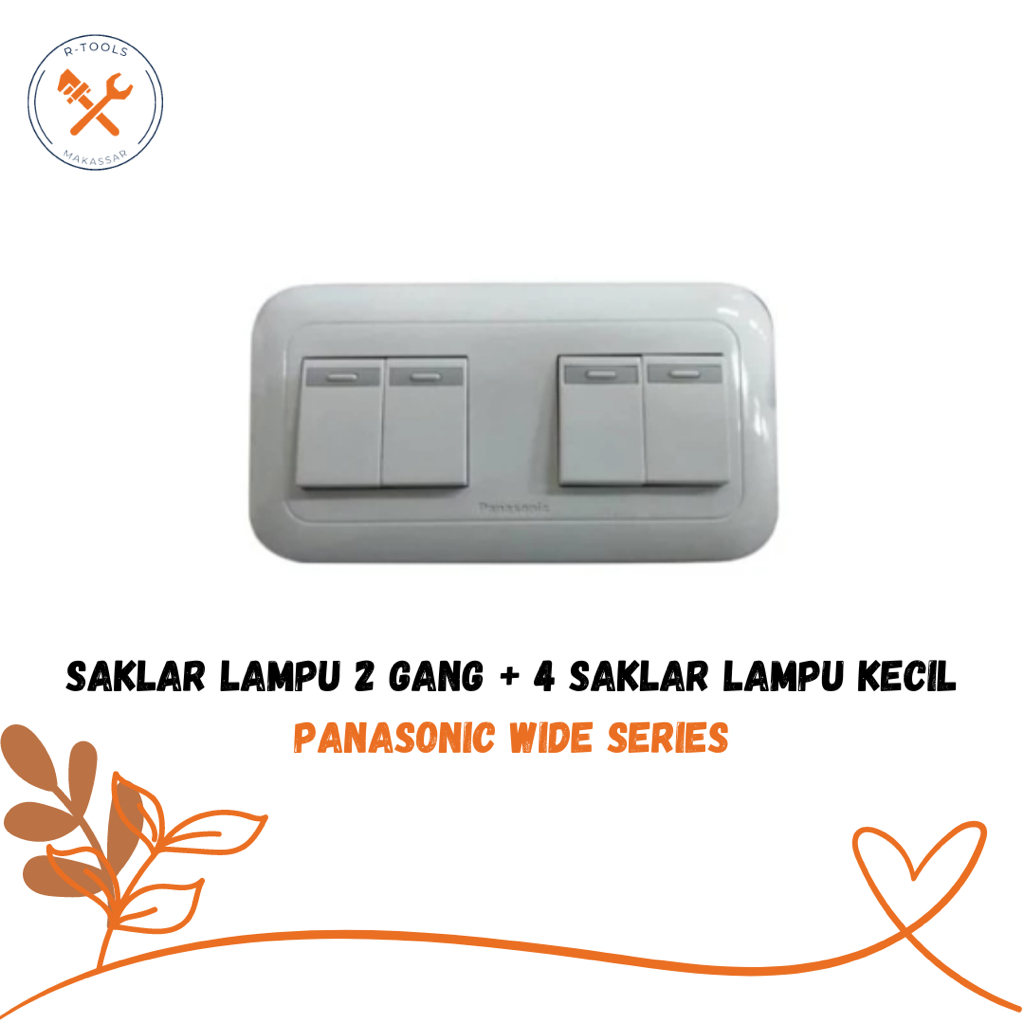 Jual Saklar Lampu 2 Gang + 4 x Engkel Kecil PANASONIC WIDE SERIES ...