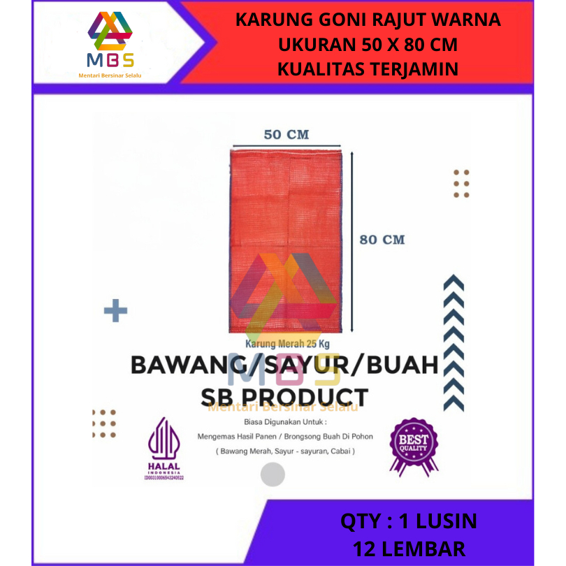 Jual ISI 12 LEMBAR KARUNG GONI RAJUT WARING SAYUR BAWANG WARNA UKURAN 50 X 80 CM | Shopee Indonesia