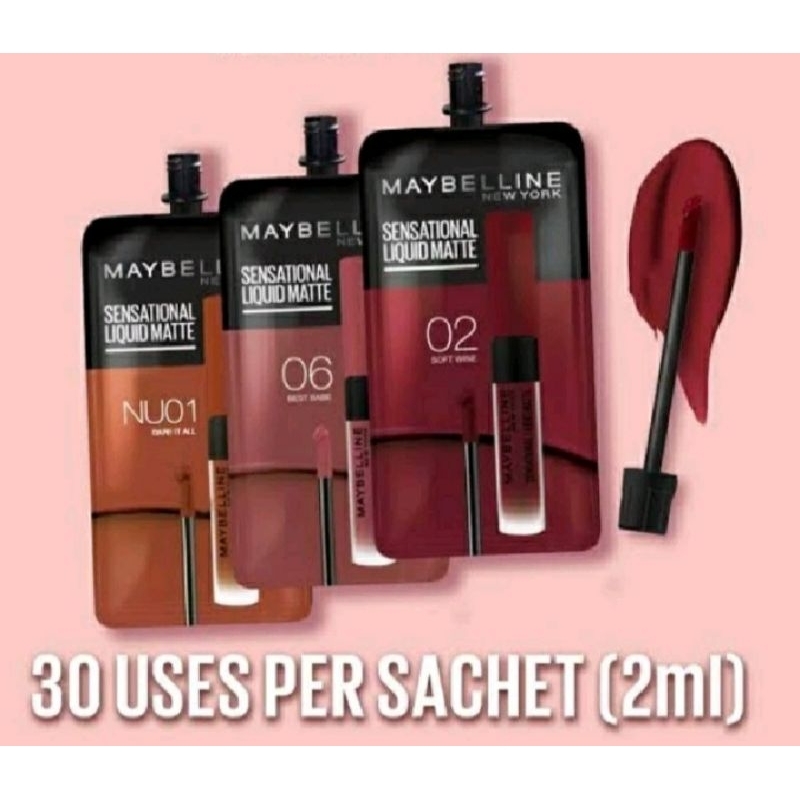 Jual Maybelline Sensational Liquid Matte/Lip Cream Sachet 2ml 100% ...