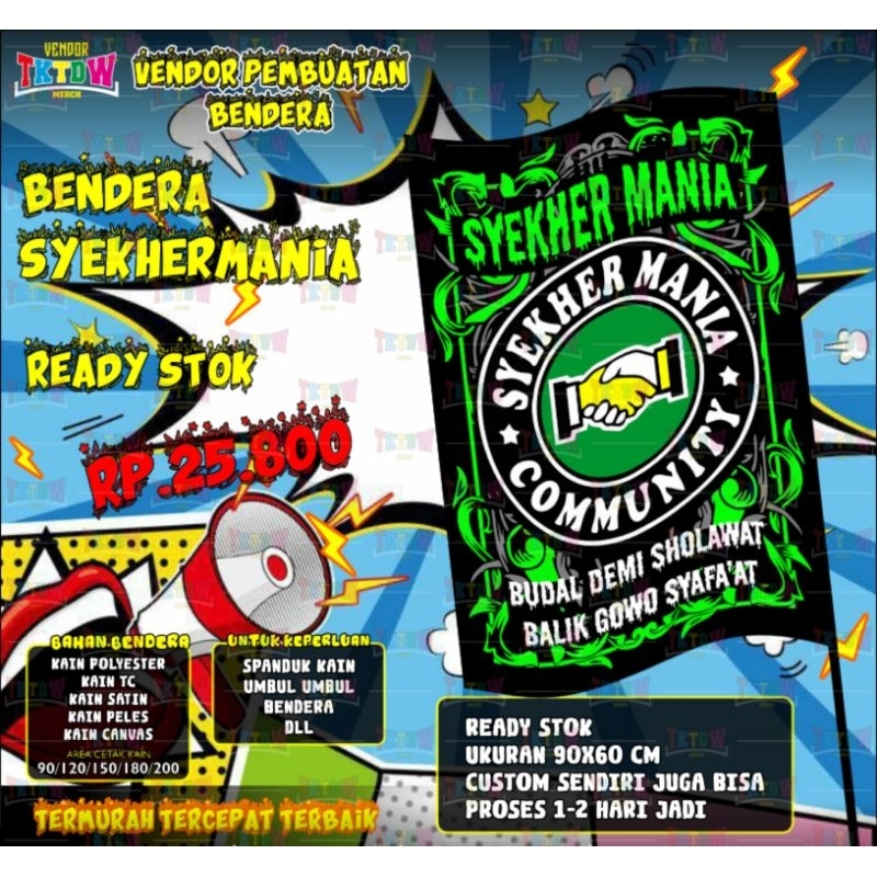 Jual BENDERA SHOLAWATAN READY STOK DAN CUSTOM ( SYEKHER MANIA ...