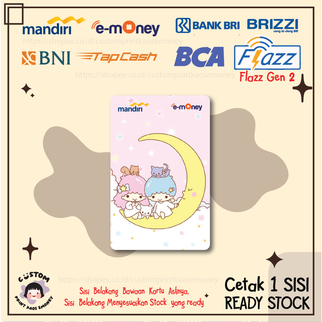 Jual KARTU EMONEY ETOLL ANIME KARTUN KIKI LALA LITTLE TWIN STAR E MONEY ...
