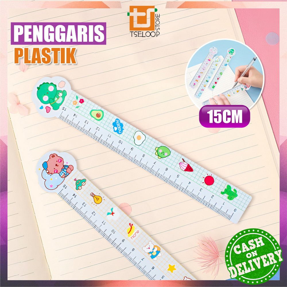 Jual OFM-A91 Penggaris Plastik 15cm Anak Pelajar Karakter Lucu Alat ...