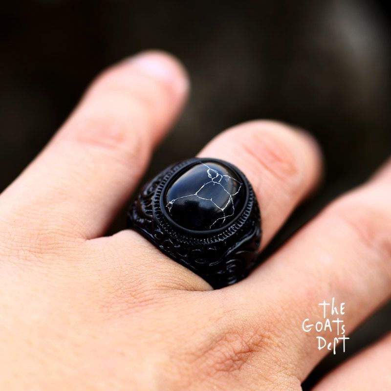Jual The Goats Dept - Mat Damon Ring Stone Black Original / tgd1067 ...