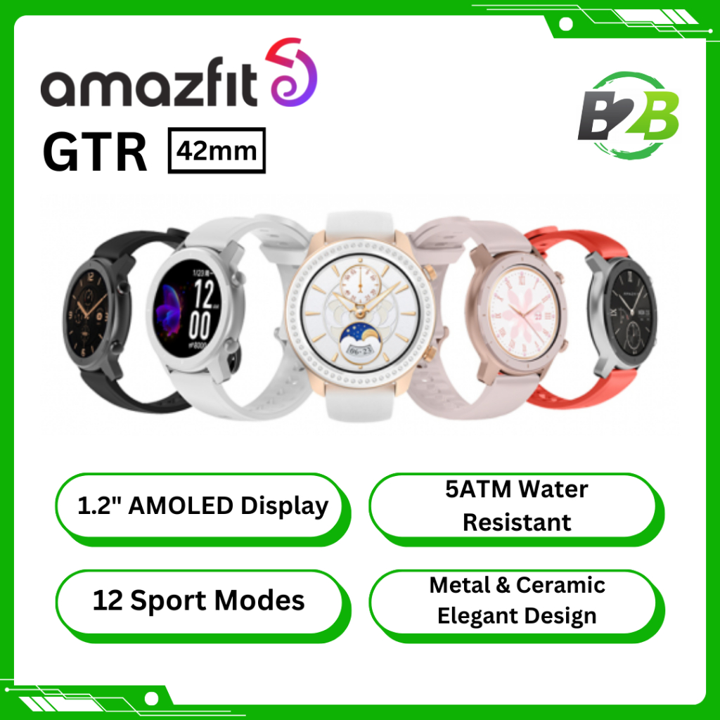 Jual AMAZFIT GTR 42mm Smartwatch 1.2 inch AMOLED Screen GPS 12 Sport ...