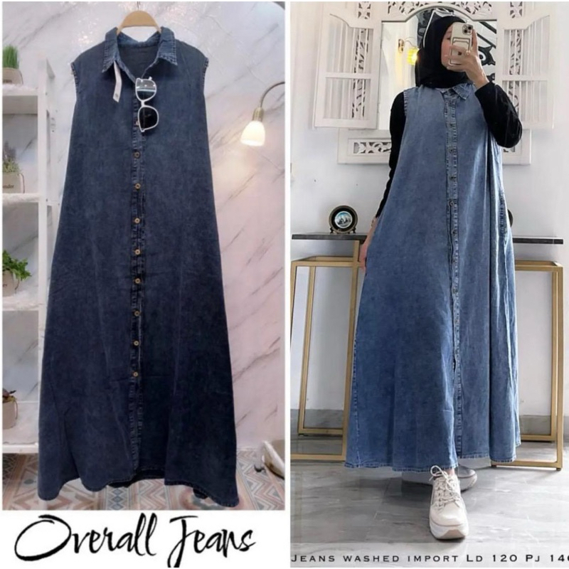Jual GAMIS OUTTER OVERALL DASTER DRESS JEANS DENIM WANITA TERBARU ...