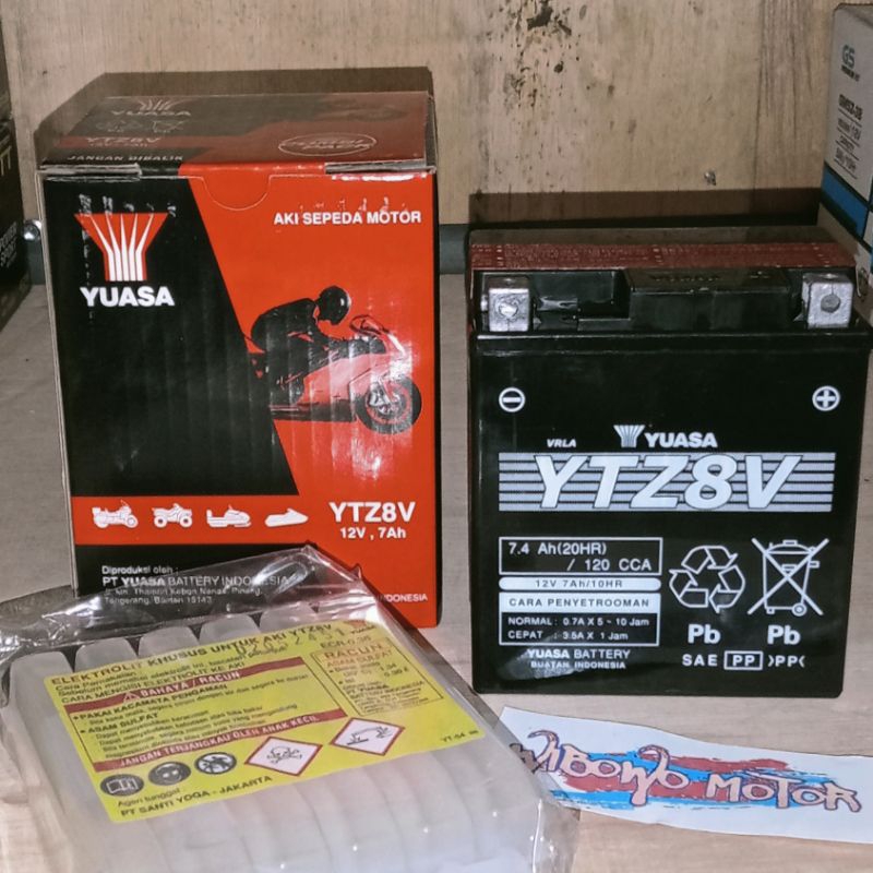 Jual AKI ACCU YTZ8V KERING MOTOR NMAX KLX 150 AEROX R25 LEXI AMPERE 7Ah 12V MERK YUASA | Shopee ...