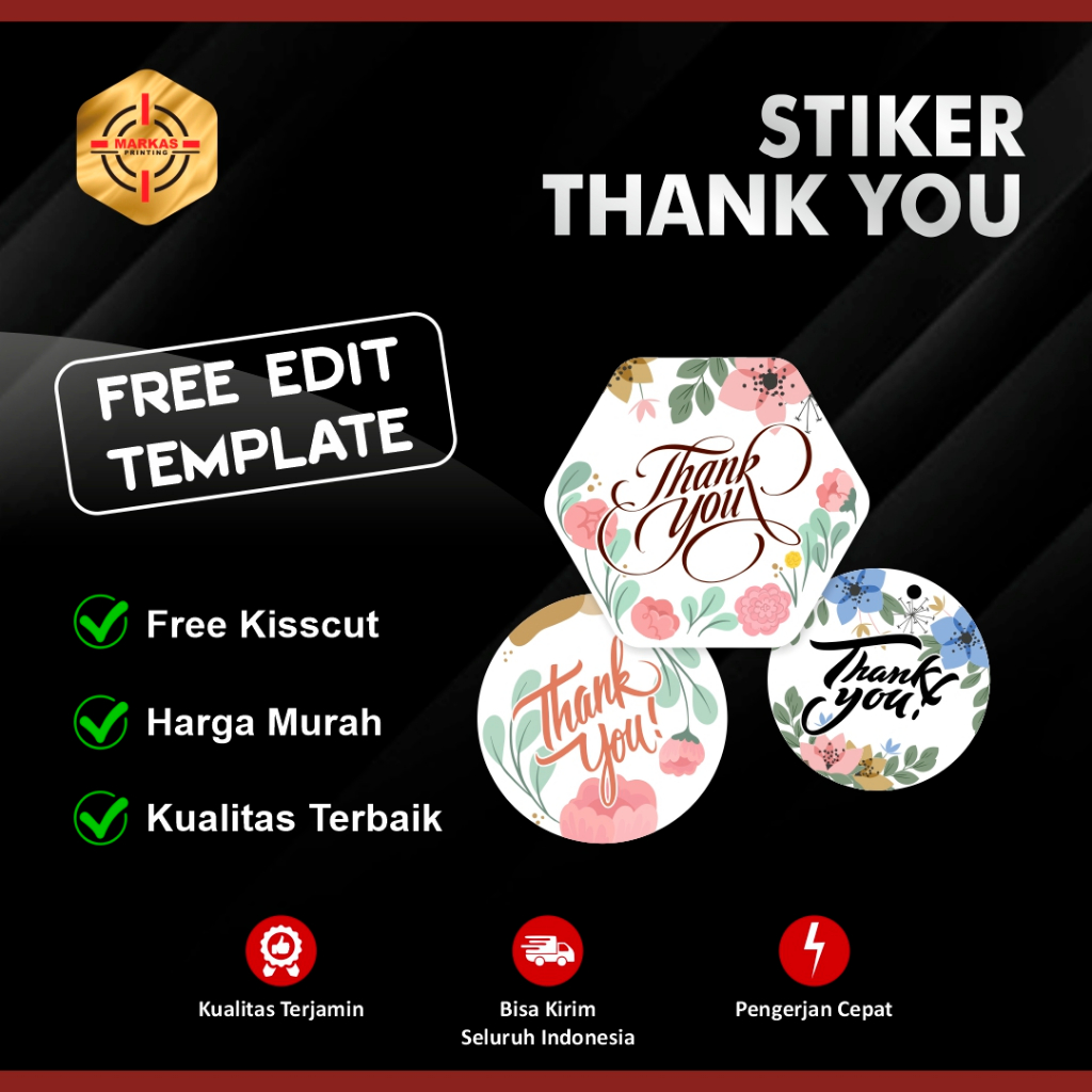Jual Stiker Thank You | Stiker Terimakasih | Label Kemasan Murah ...